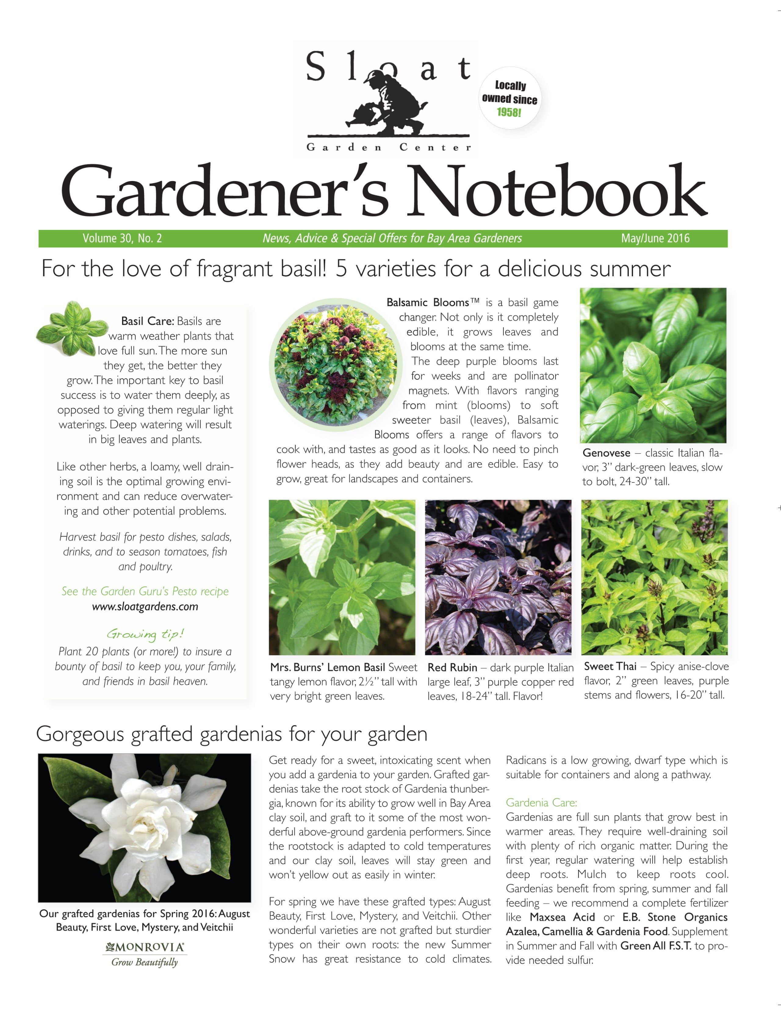 May/June 2016 Gardener’s Notebook, Vol. 30, No. 2 | Sloat Garden Center